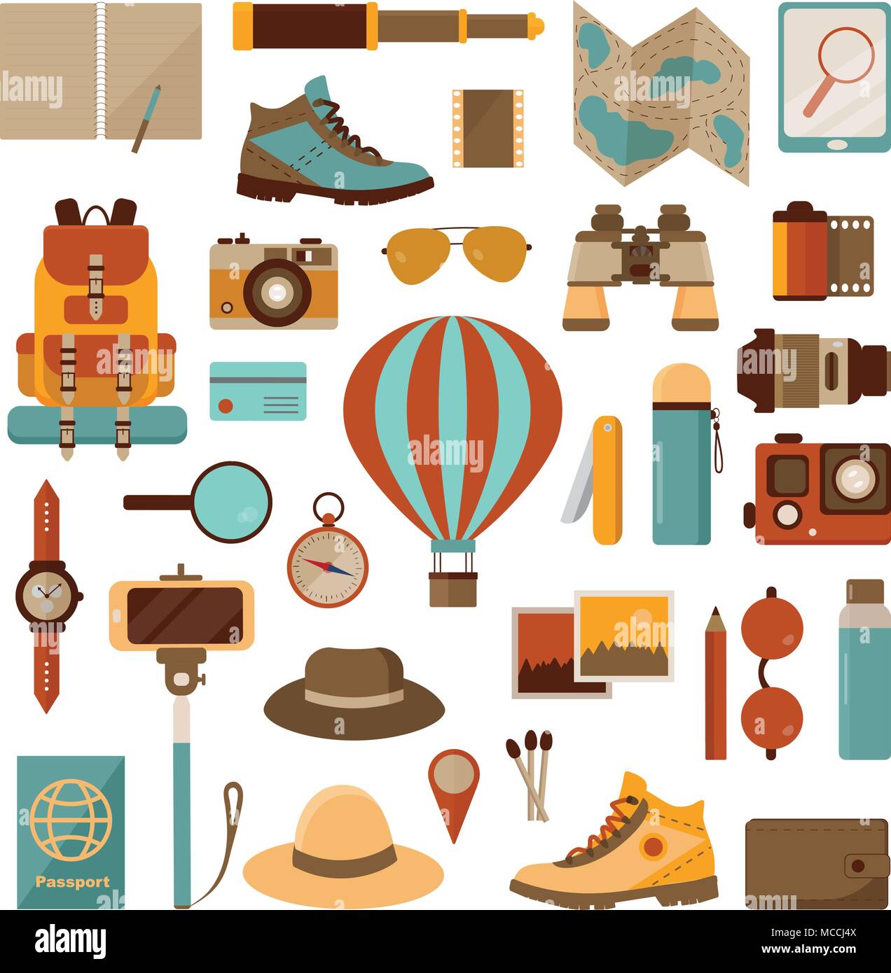 Air Balloon Travel Adventure Icons Stock Vector Image & Art - Alamy