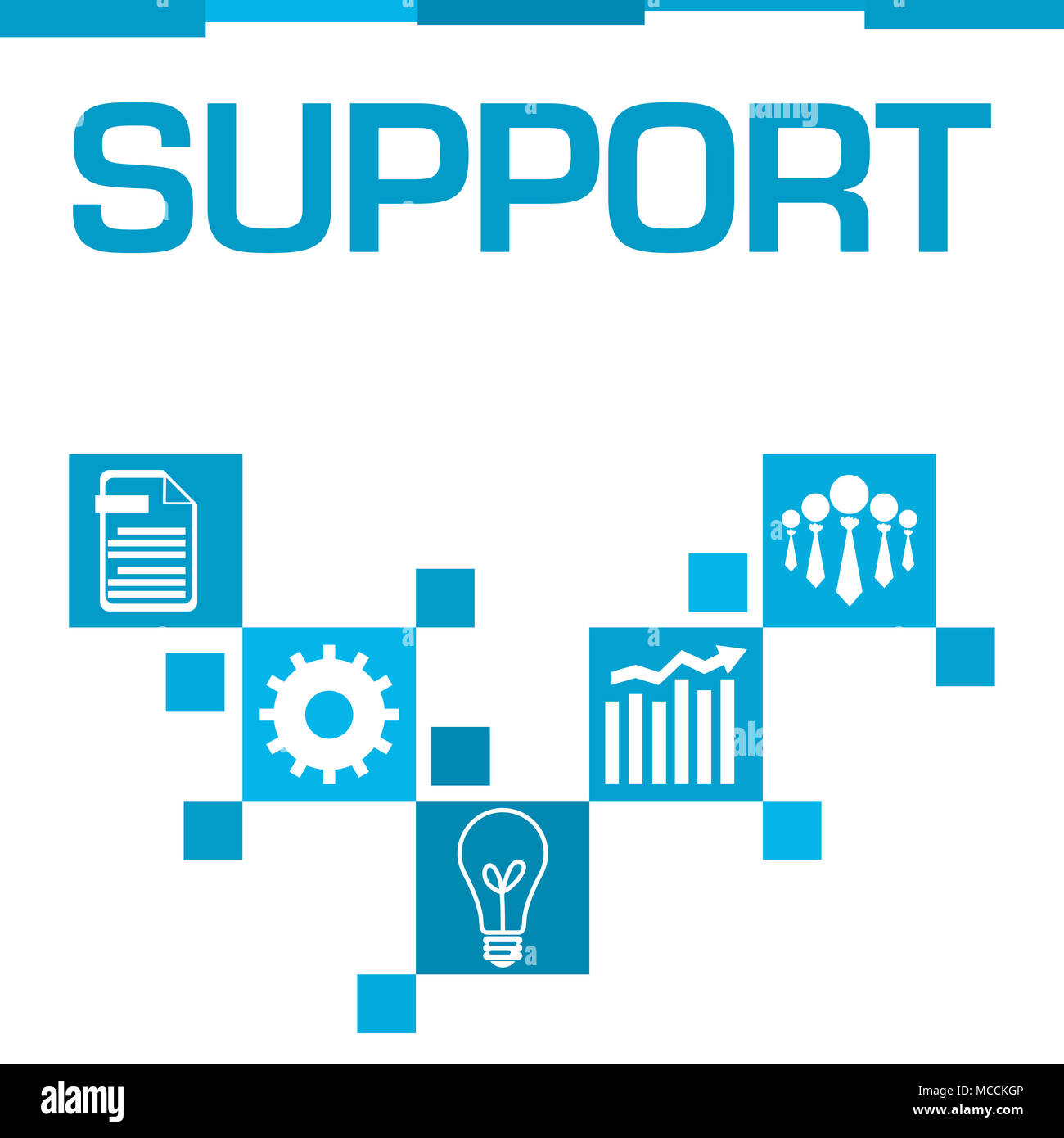 Support Blue Squares Symbols Stock Photo - Alamy