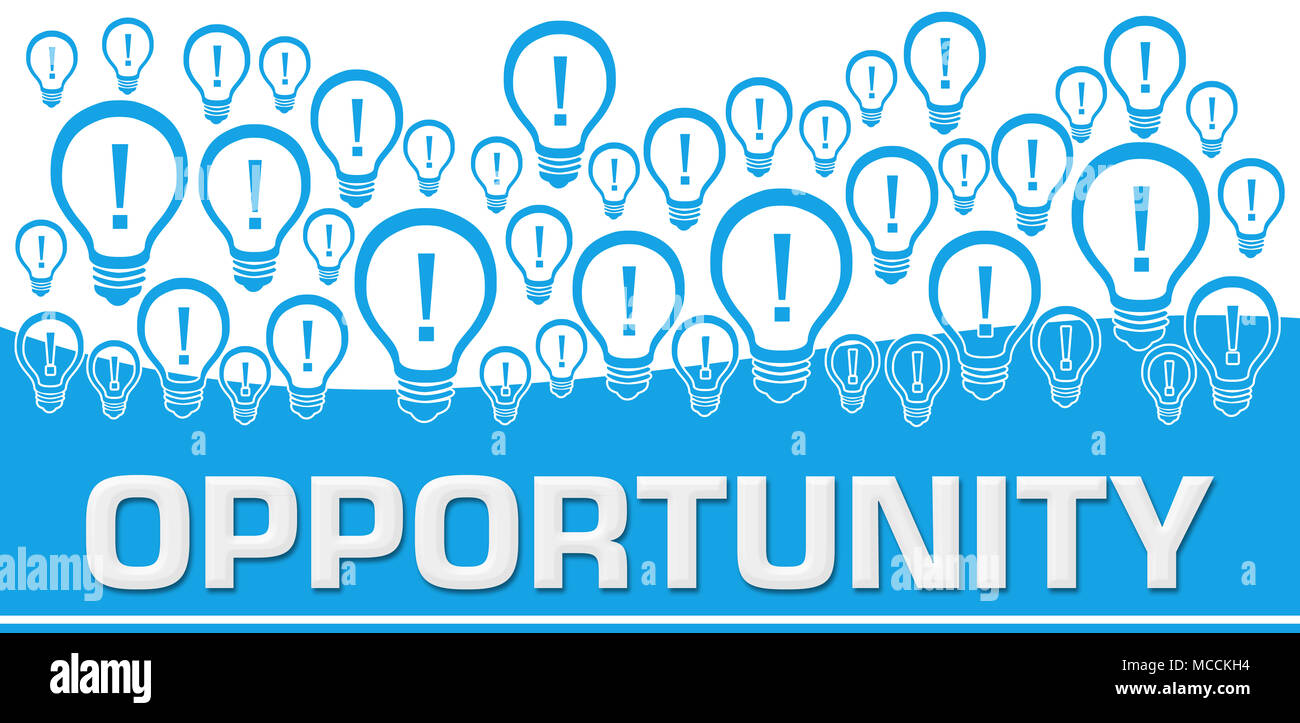 Opportunity Blue Background Bulbs On Top Stock Photo - Alamy