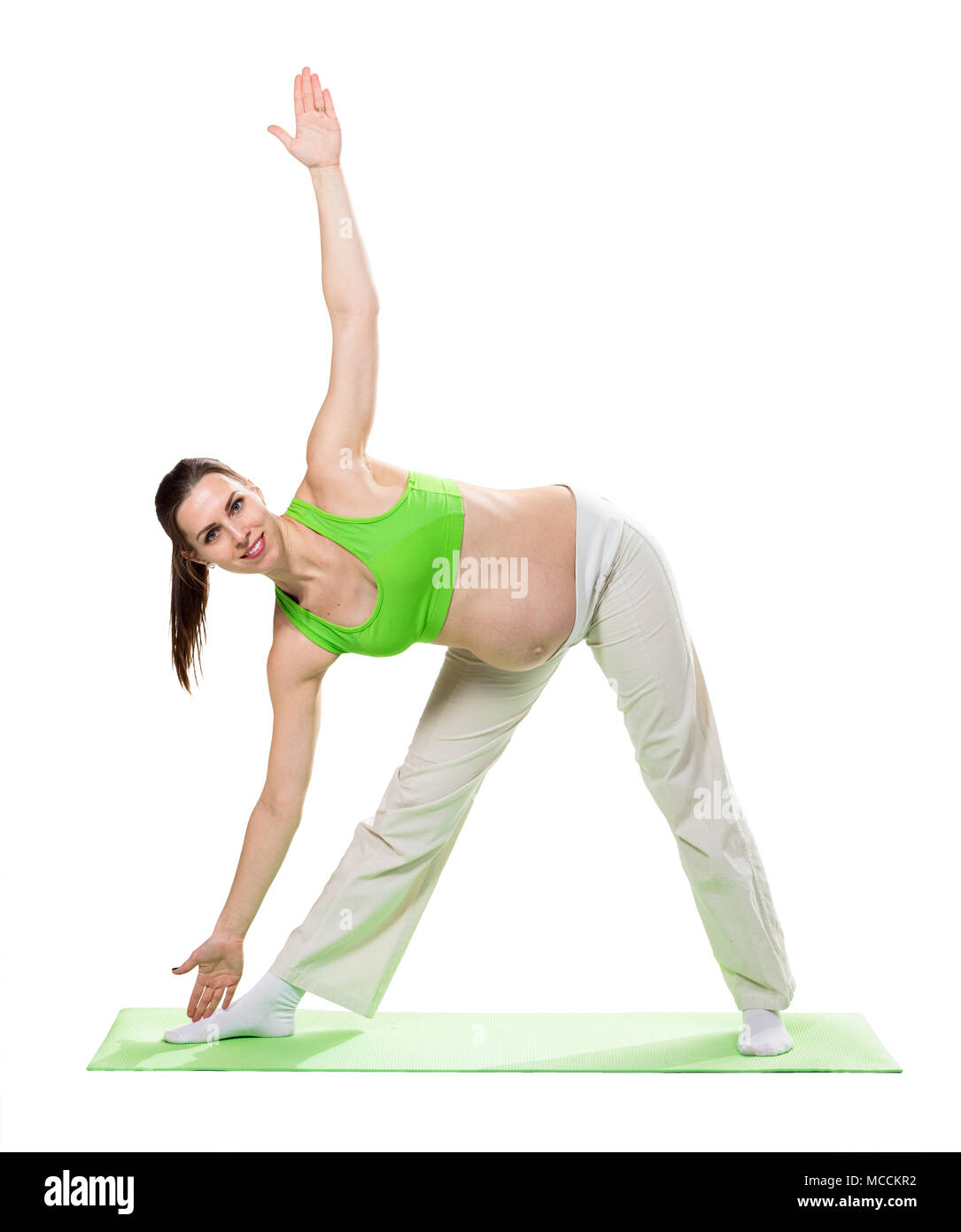Woman exercises on fitness Cut Out Stock Images & Pictures - Alamy