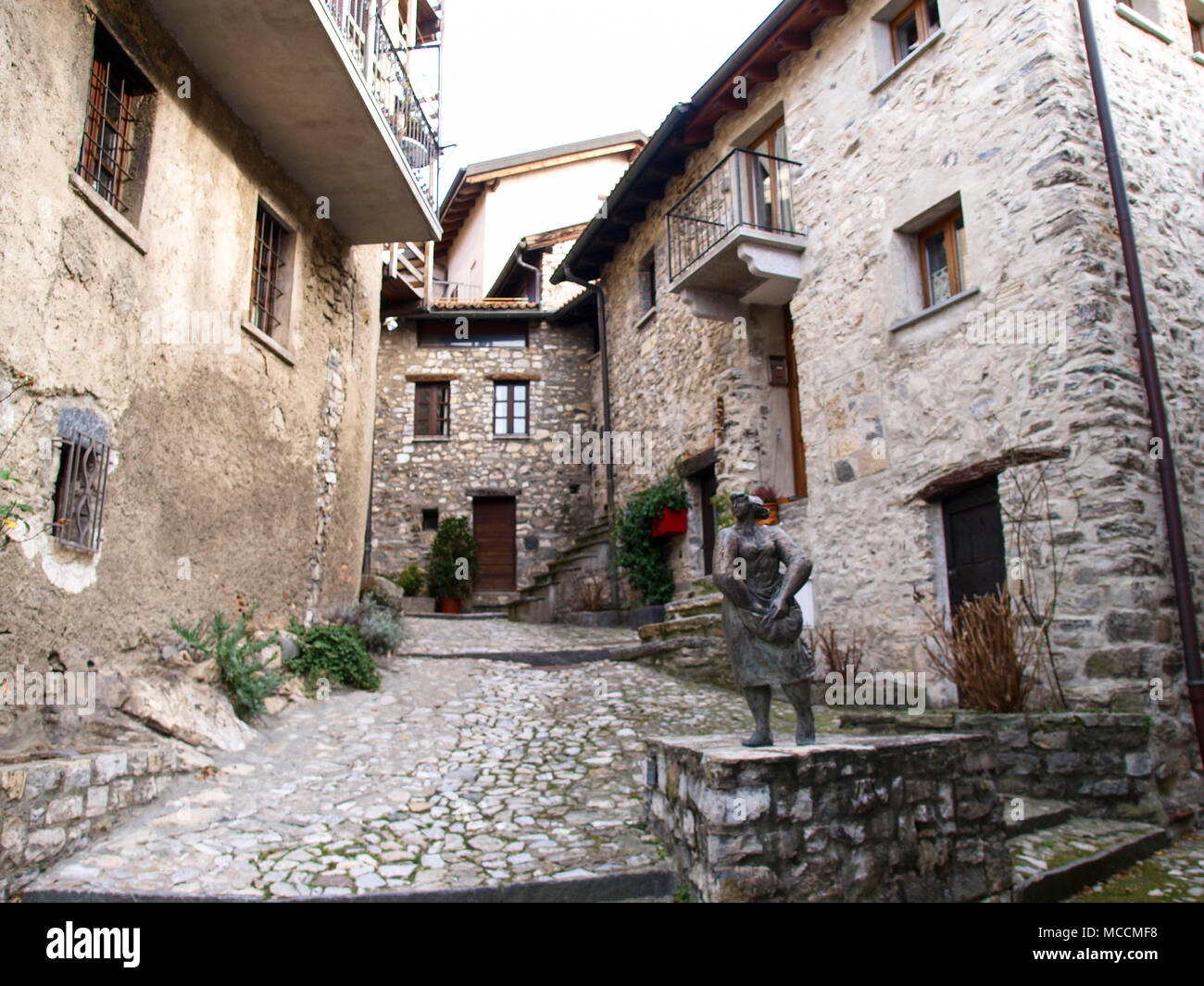 Bre Lugano, Switzerland - January 02, 2017: Typical rural houses of the ...