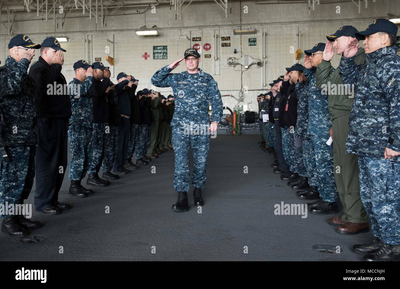 NORFOLK, Va. (Feb. 8, 2018) -- Cmdr. Steven Barstow, assigned to USS ...