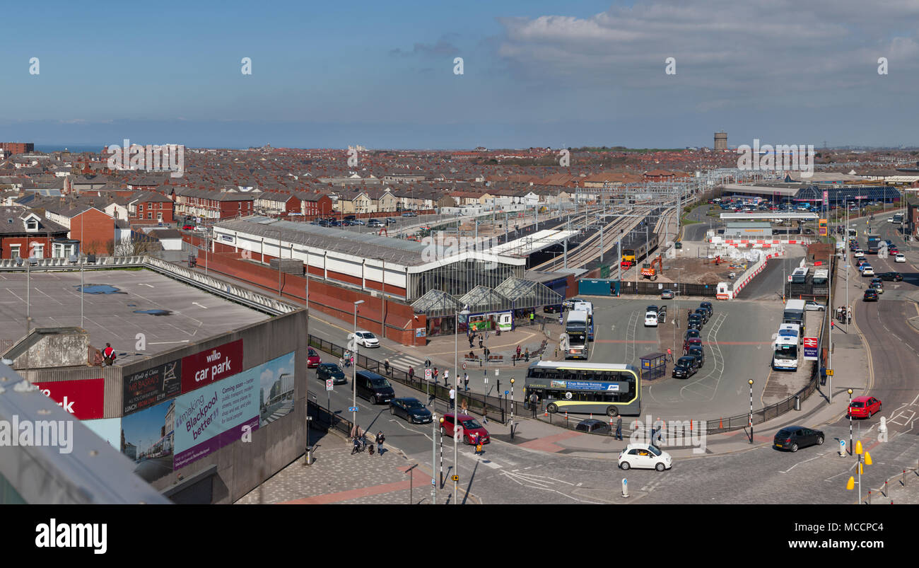 A Northern rail sprinter train in the rebuilt and electrified Blackpool ...
