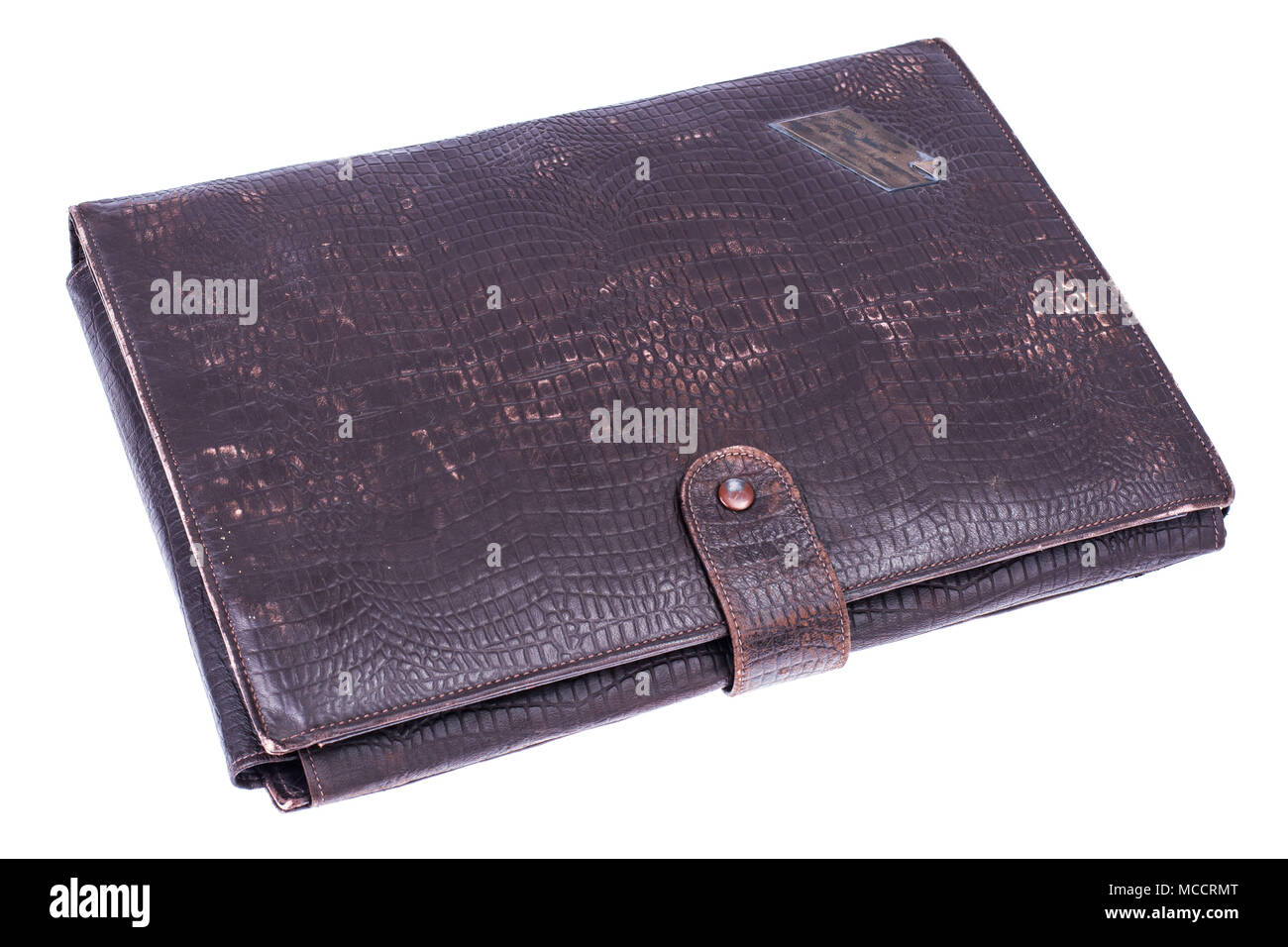 Old vintage leather folder for documents. Studio Photo Stock Photo - Alamy