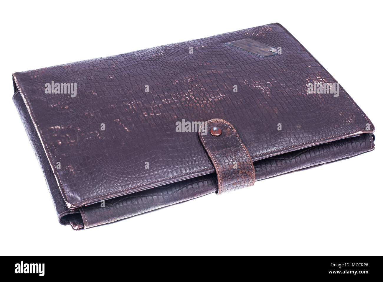 Old vintage leather folder for documents. Studio Photo Stock Photo - Alamy