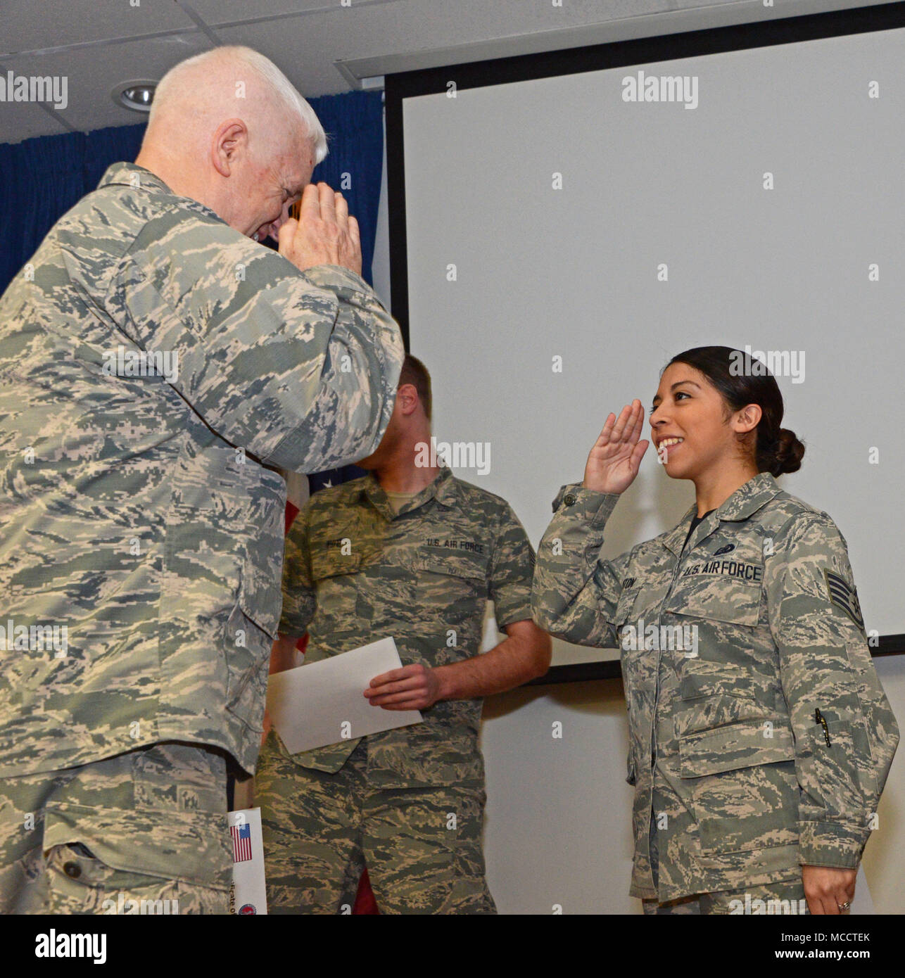 Lt. Gen. L. Scott Rice, Director of the Air National Guard, presents a ...