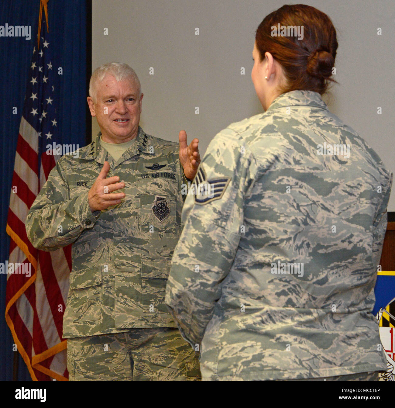 Lt. Gen. L. Scott Rice, Director of the Air National Guard, speaks with ...