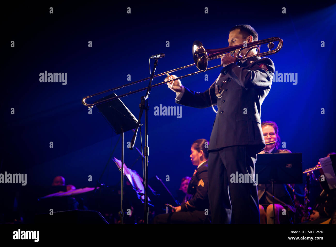 A trombone player of the Polish Air Force Representative Orchestra ...