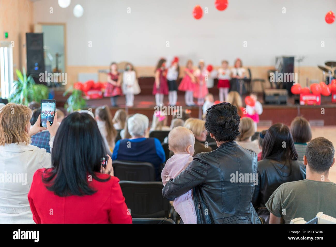 parents are watching the performance children in kindergarten Stock ...