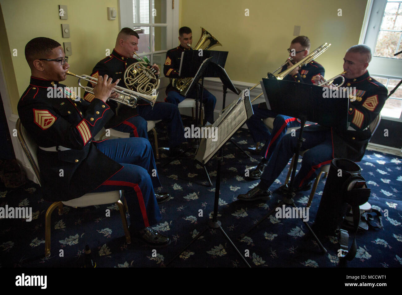 U.S. Marine Corps 2nd Marine Division (2d MARDIV) Band members play ...