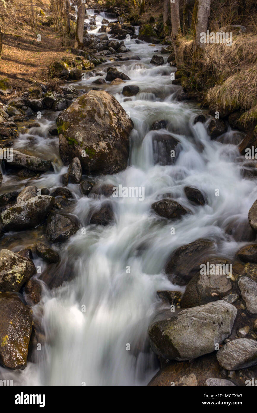 Water cascading over granite in the Ariege, French Pyrenees Stock Photo ...