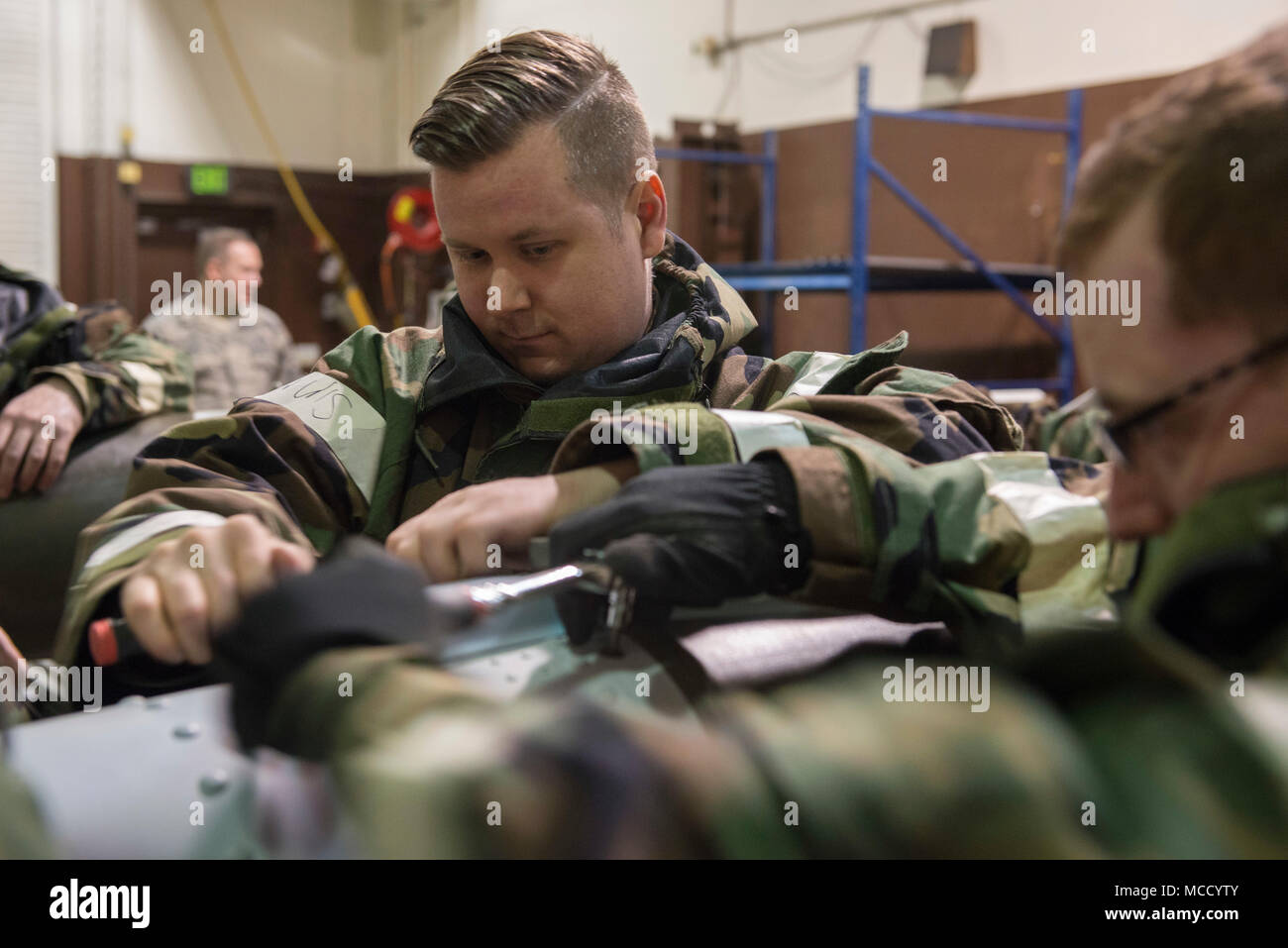 Air Force munitions crew chiefs with the 477th Maintenance Squadron ...