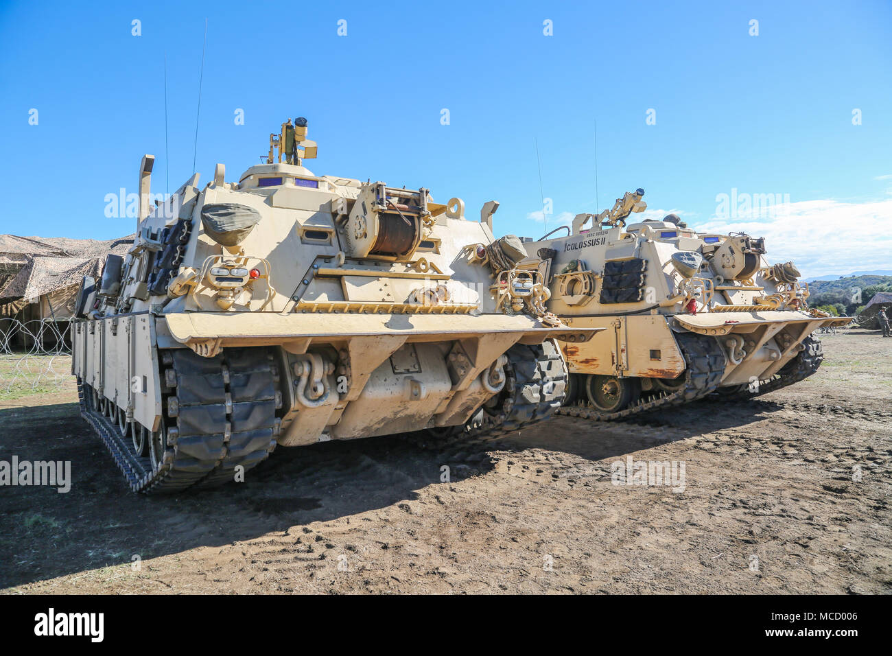 U.S. Marines engage in an exercise on an M88 Tank Recovery Vehicle on ...