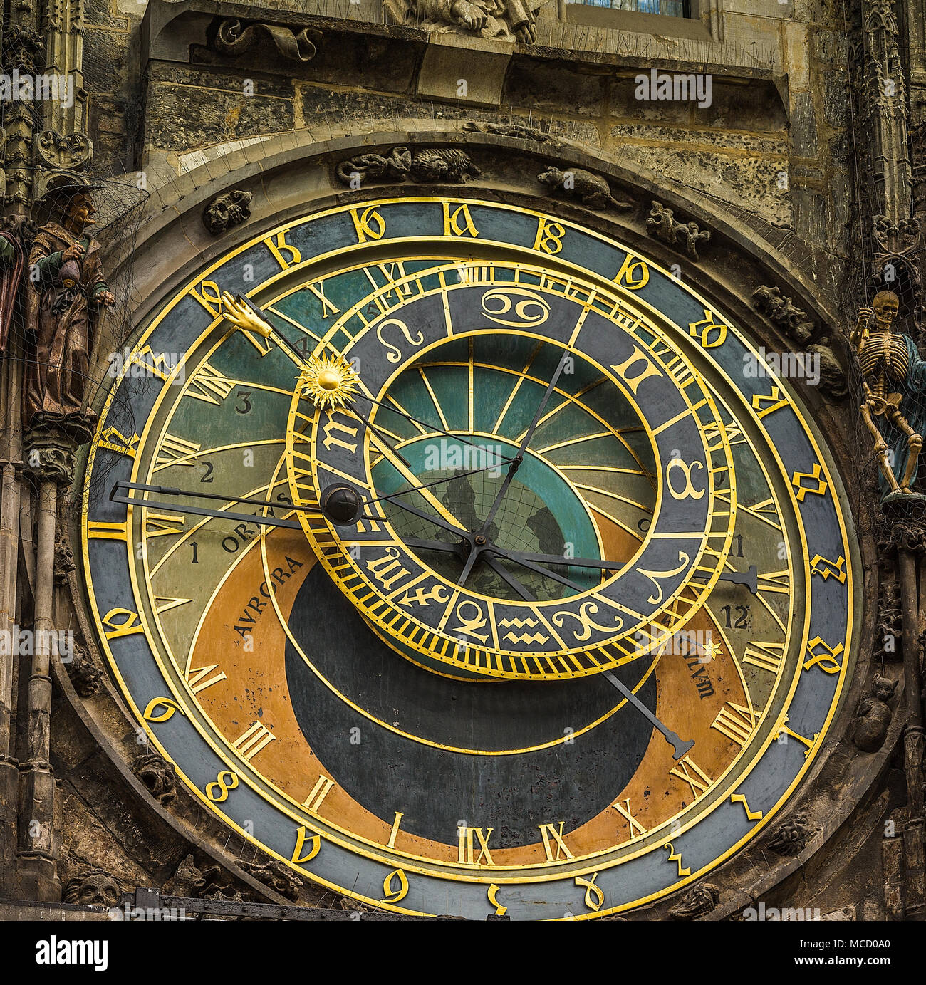 Details of the medieval astronomical clock of Prague Stock Photo - Alamy