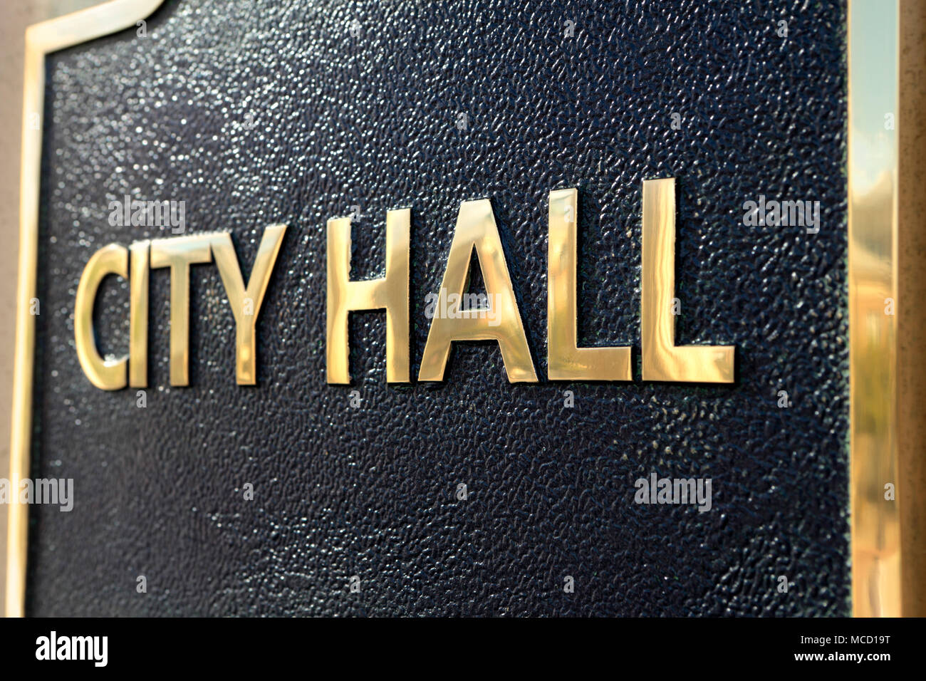 City Hall sign close up Stock Photo - Alamy