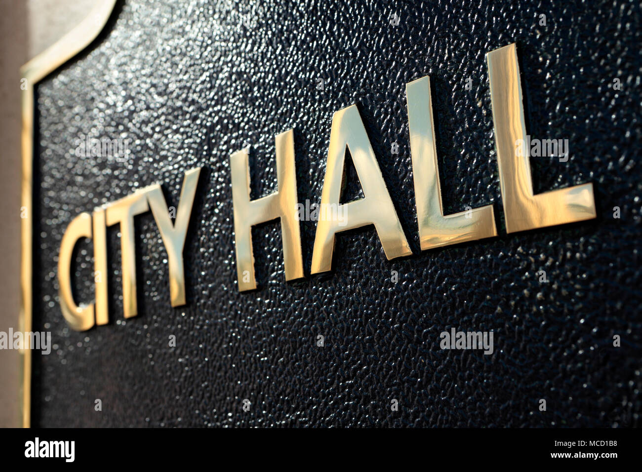 City Hall sign close up Stock Photo - Alamy