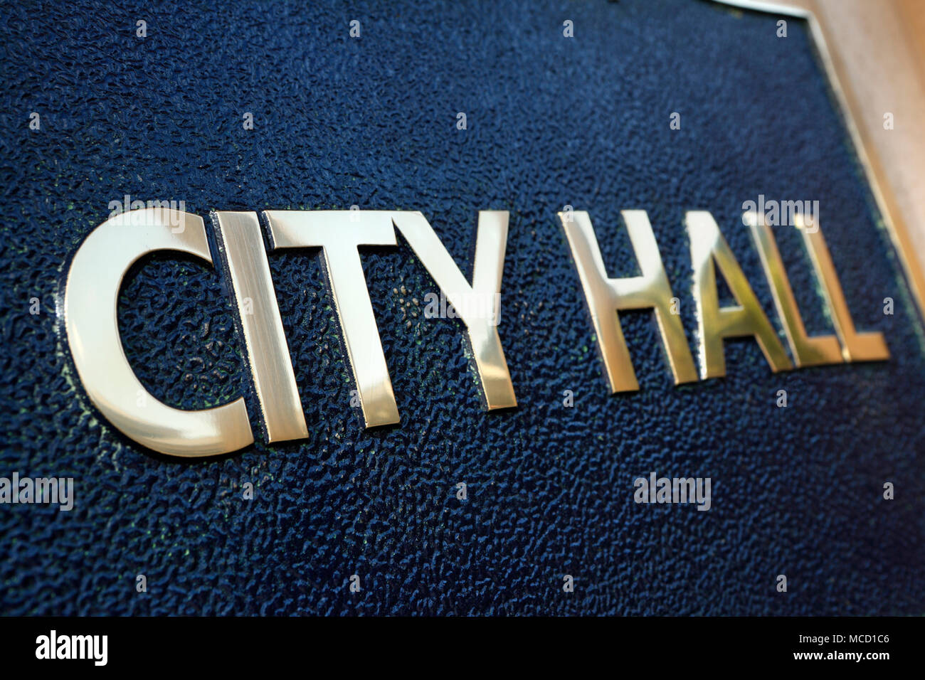 City Hall sign close up Stock Photo - Alamy