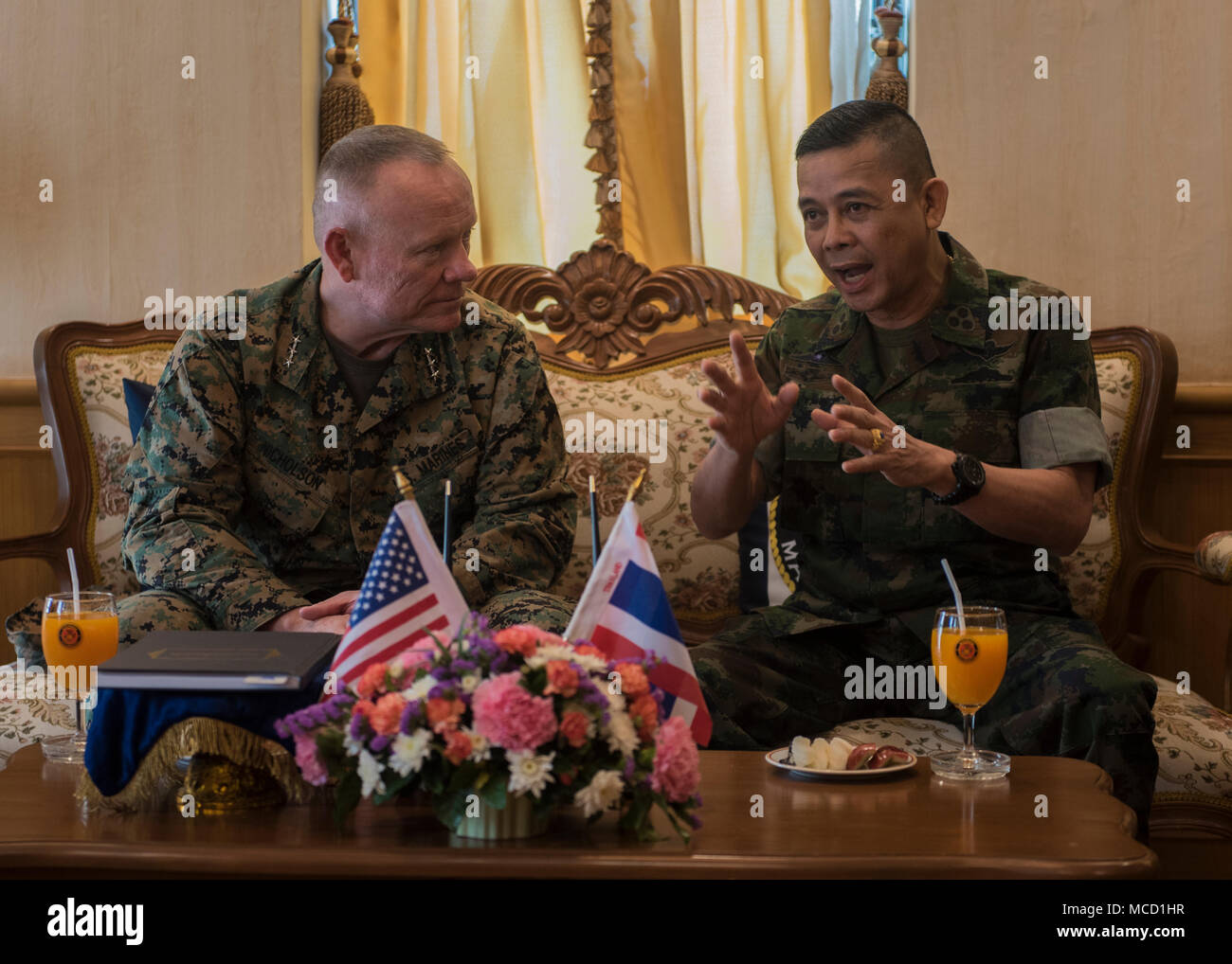 U.S. Marine Corps Lt. Gen. Lawrence Nicholson, left, commanding general ...