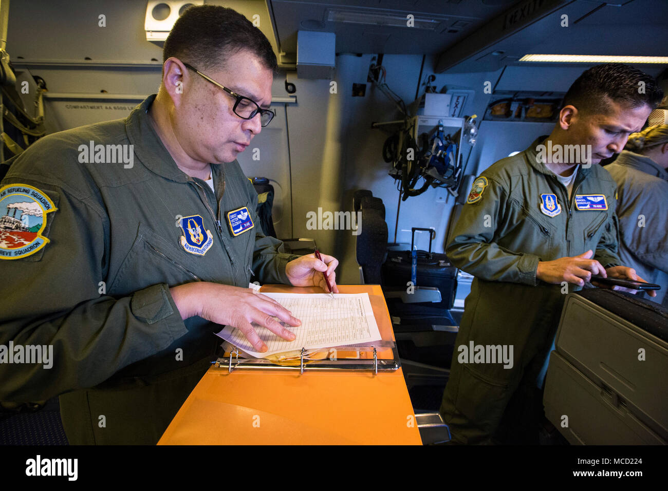 U.S. Air Force Chief Master Sgt. Victor G. Guzman, left, and Tech. Sgt ...