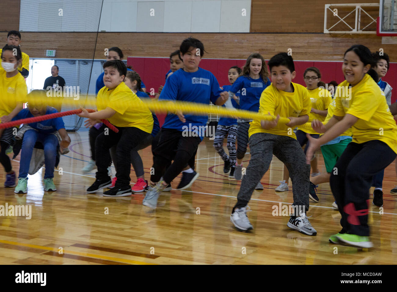 CAMP HANSEN, OKINAWA, JAPAN – Children play tug-of-war during a Japan-U ...