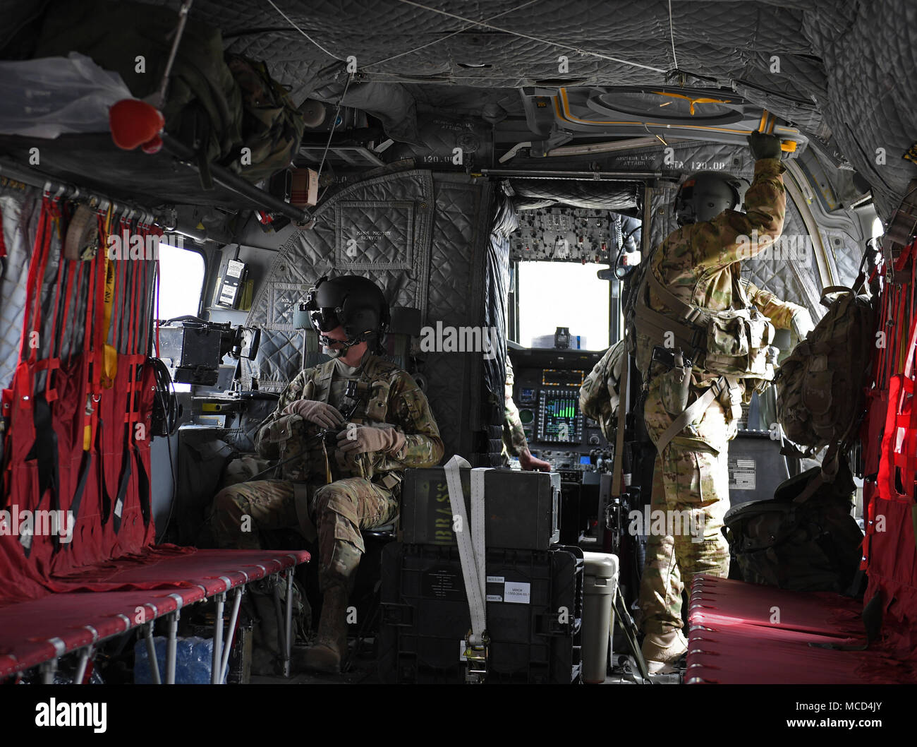 U.S. Army Spc. David Bushue (left), Task Force Marauder CH-47 Chinook ...