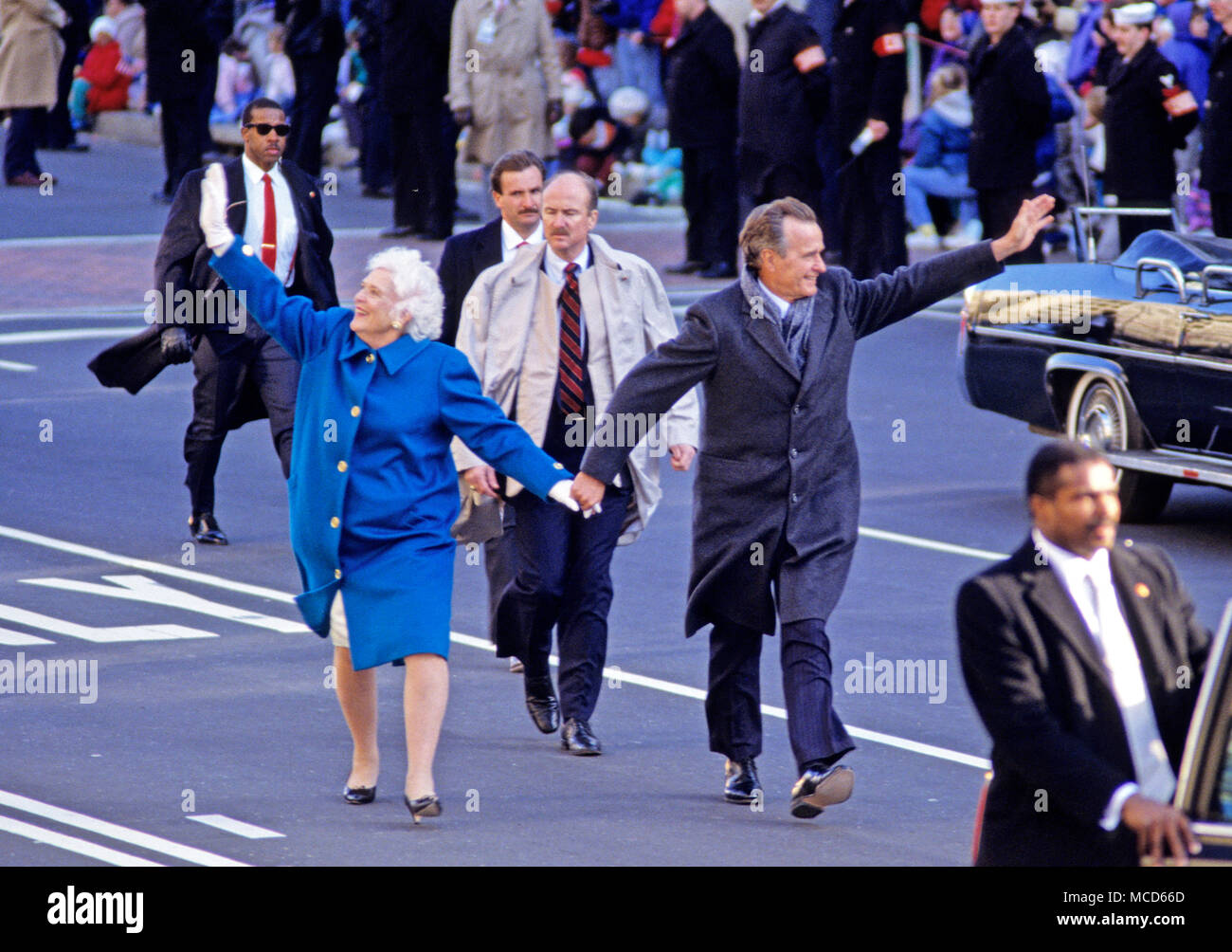 United States President George H.W. Bush and first lady Barbara Bush ...