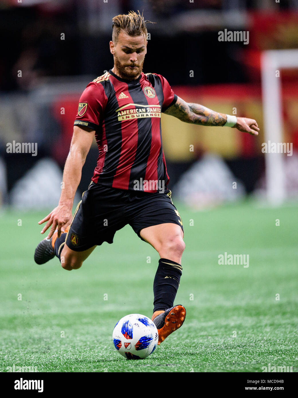 Atlanta, GA, USA. April 15, 2018. Atlanta United defender Leandro ...