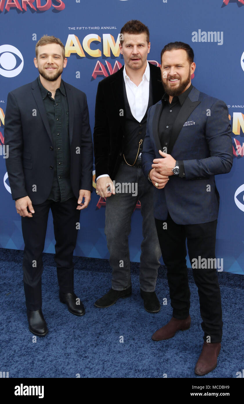 Las Vegas, Nevada, USA. 15th Apr, 2018. Actors David Boreanaz, A J ...