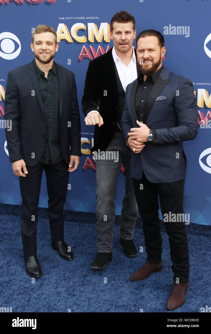 Las Vegas, Nevada, USA. 15th Apr, 2018. Actors David Boreanaz, A J ...