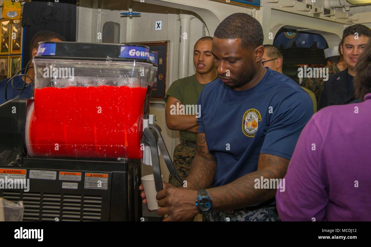 ATLANTIC OCEAN (Feb. 17, 2018) Ship’s Serviceman 1st Class Oderrious ...