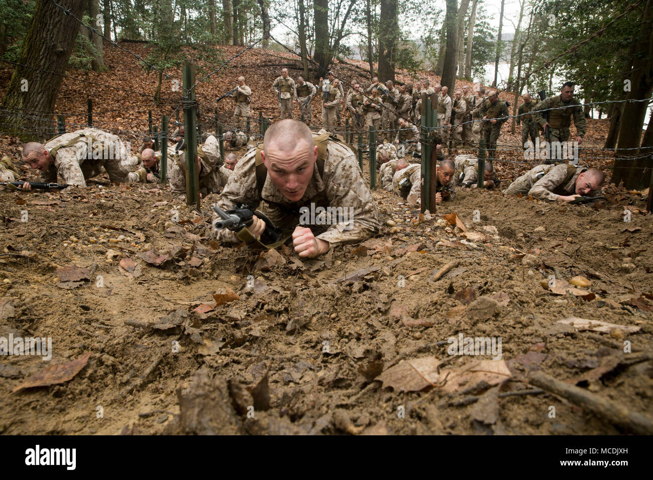 U.S. Marine candidates participate in the Endurance Course at the ...