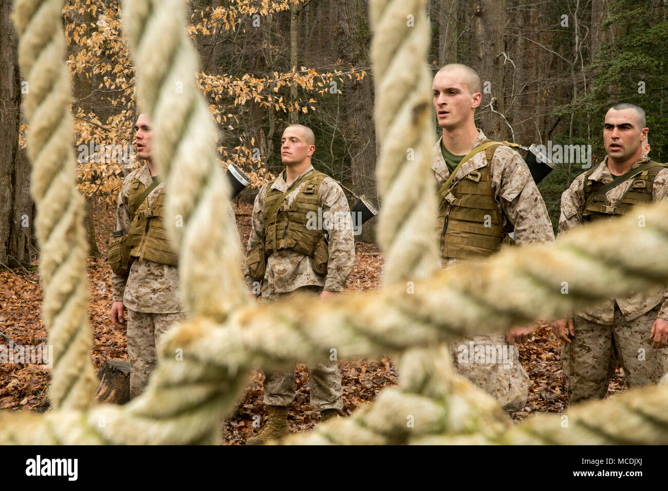 U.S. Marine candidates participate in the Endurance Course at the ...