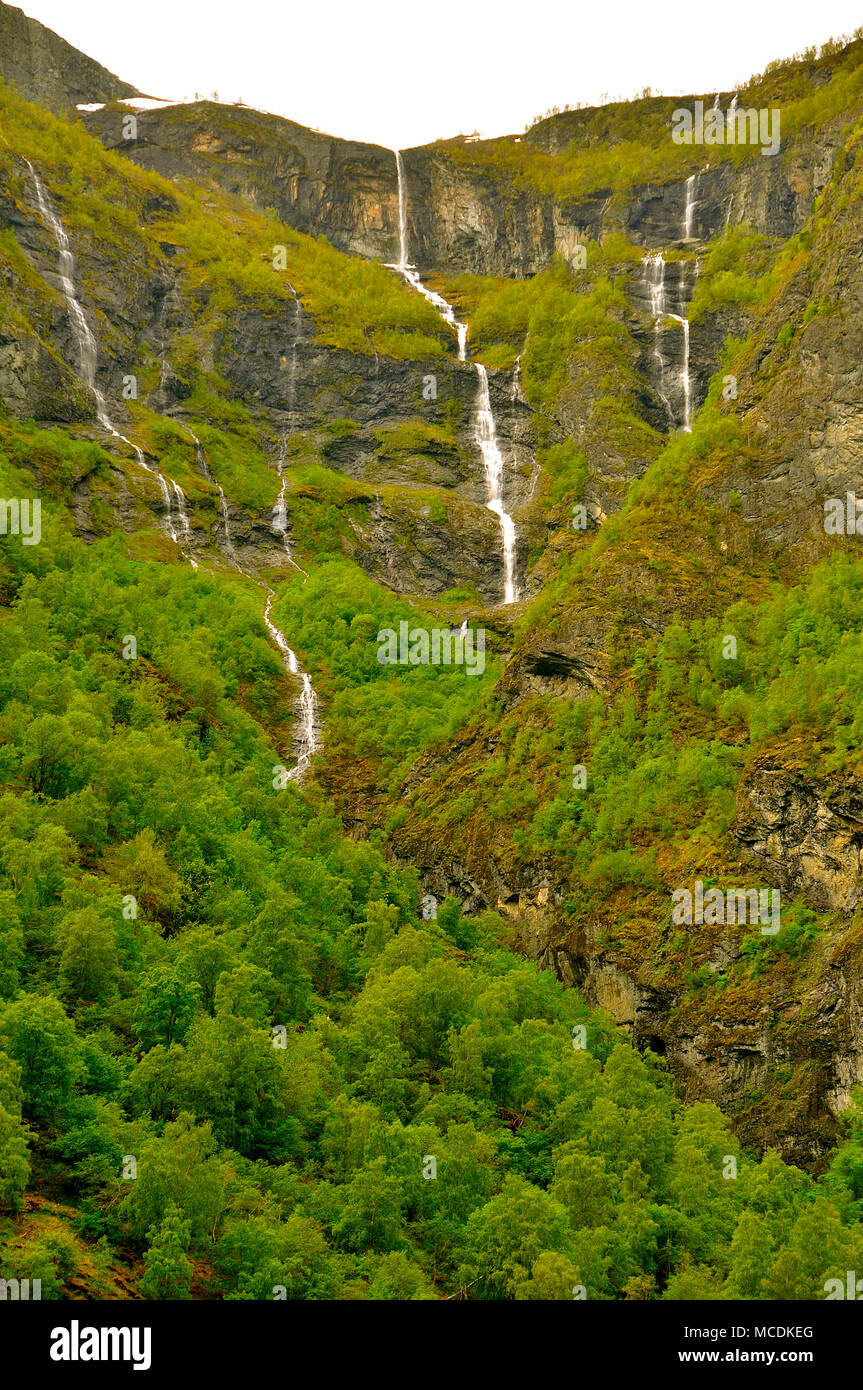 waterfalls in the fjords of Norway Stock Photo - Alamy