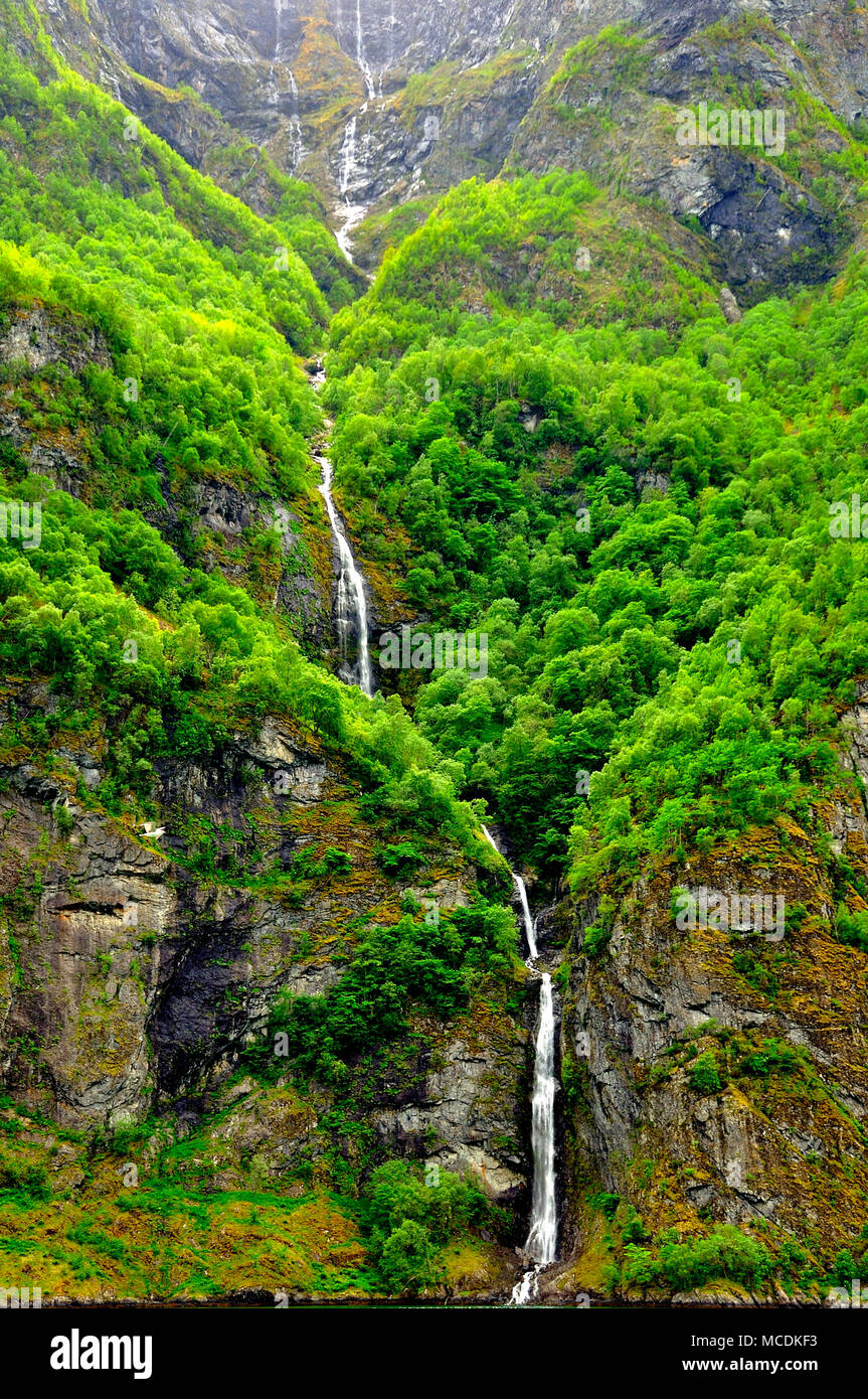 waterfalls in the fjords of Norway Stock Photo - Alamy