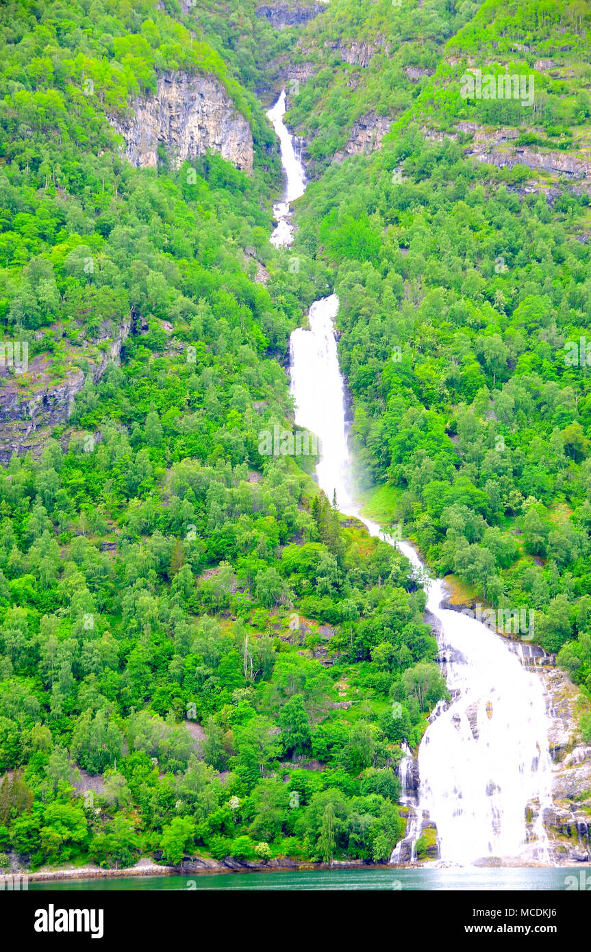 waterfalls in the fjords of Norway Stock Photo - Alamy