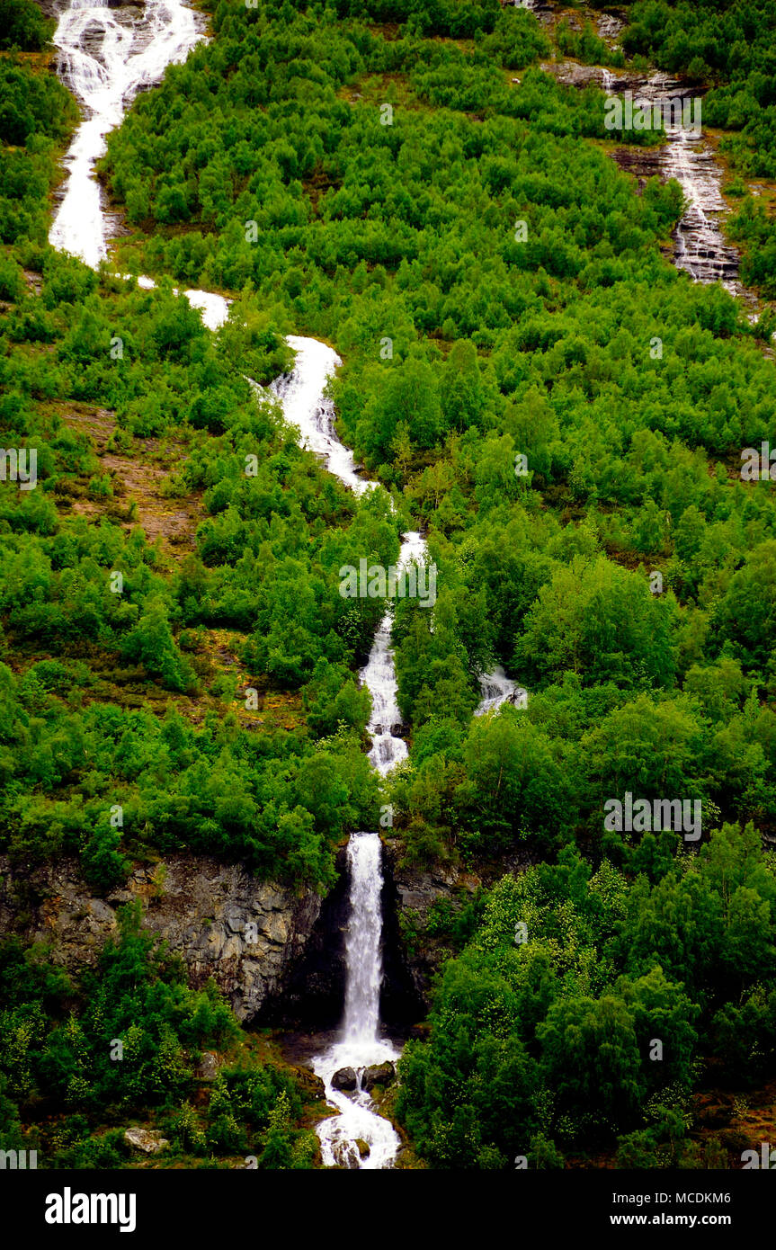 waterfalls in the fjords of Norway Stock Photo - Alamy