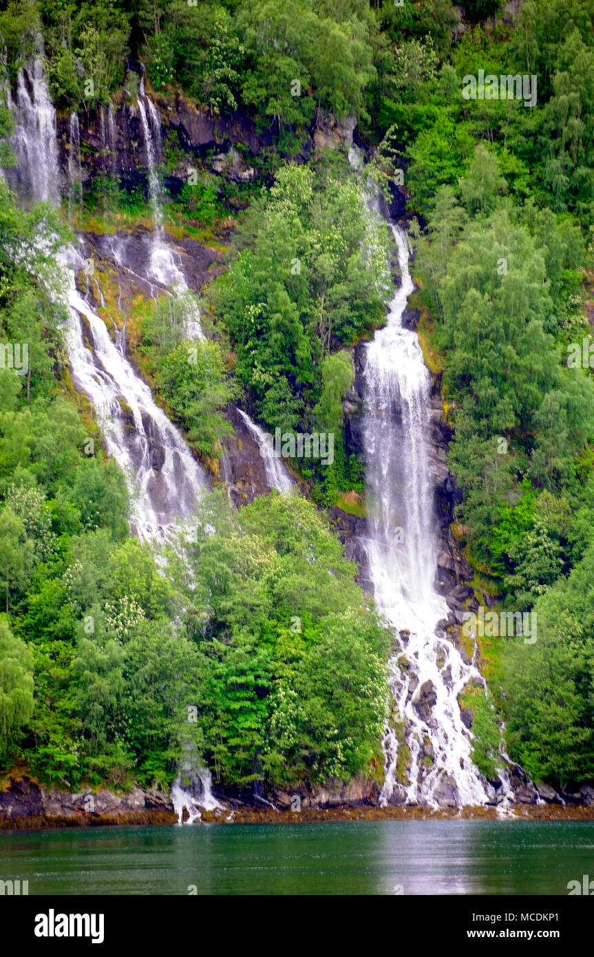waterfalls in the fjords of Norway Stock Photo - Alamy
