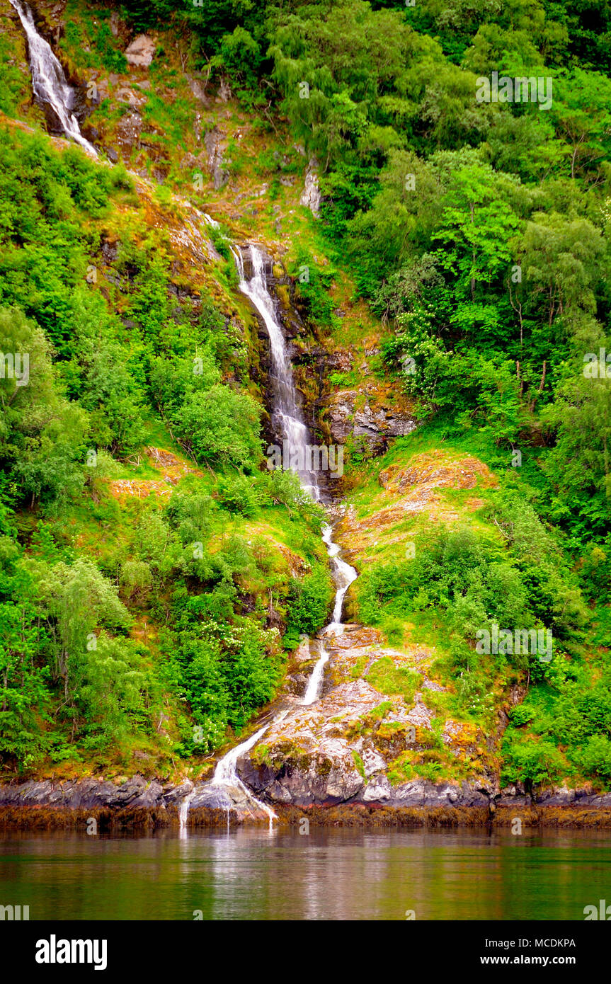 waterfalls in the fjords of Norway Stock Photo - Alamy