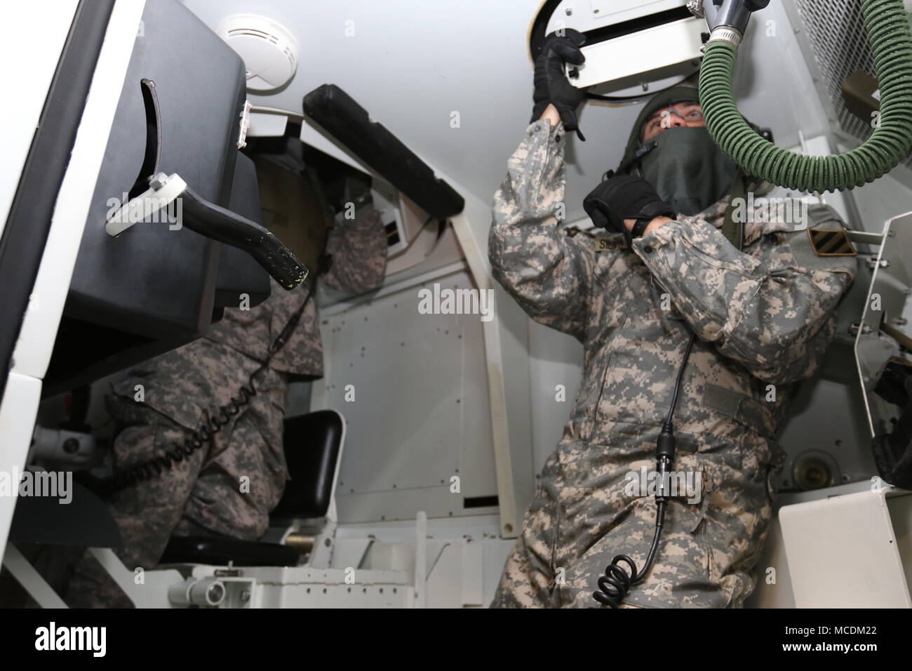Armor crewman with B Company, 3rd Combined Arms Battalion, 67th Armor ...