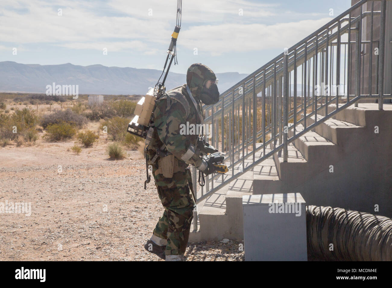 A United States Soldier assigned to 48th Chemical Brigade, Inspects the ...