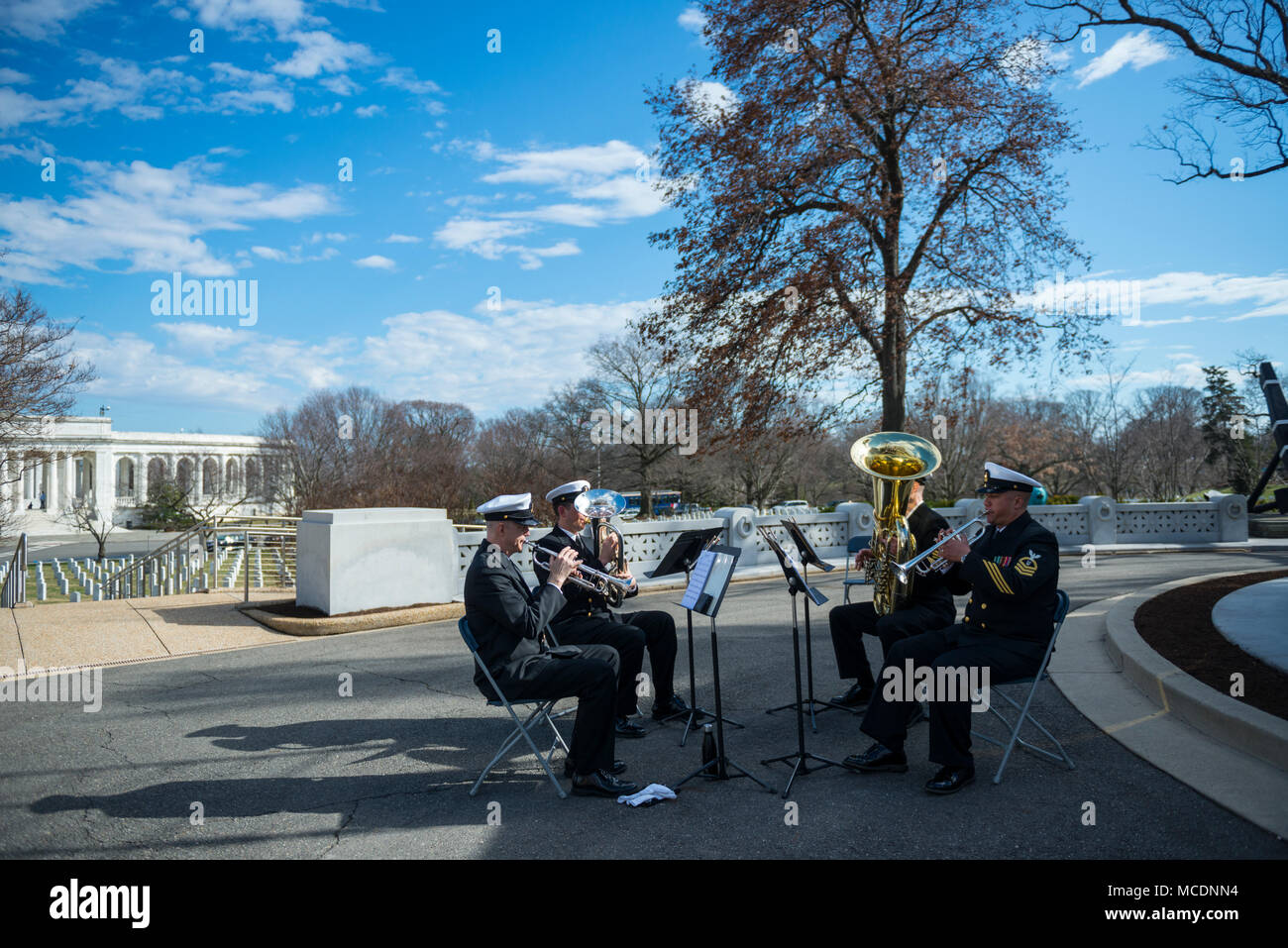 The United States Navy Band plays during the USS Maine Memorial ...
