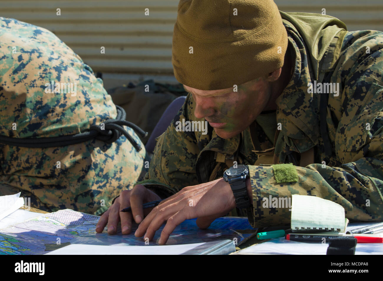 U.S. Navy HM3 Matthew DeFries, a Corpsman with Class 2-18 of the Basic ...