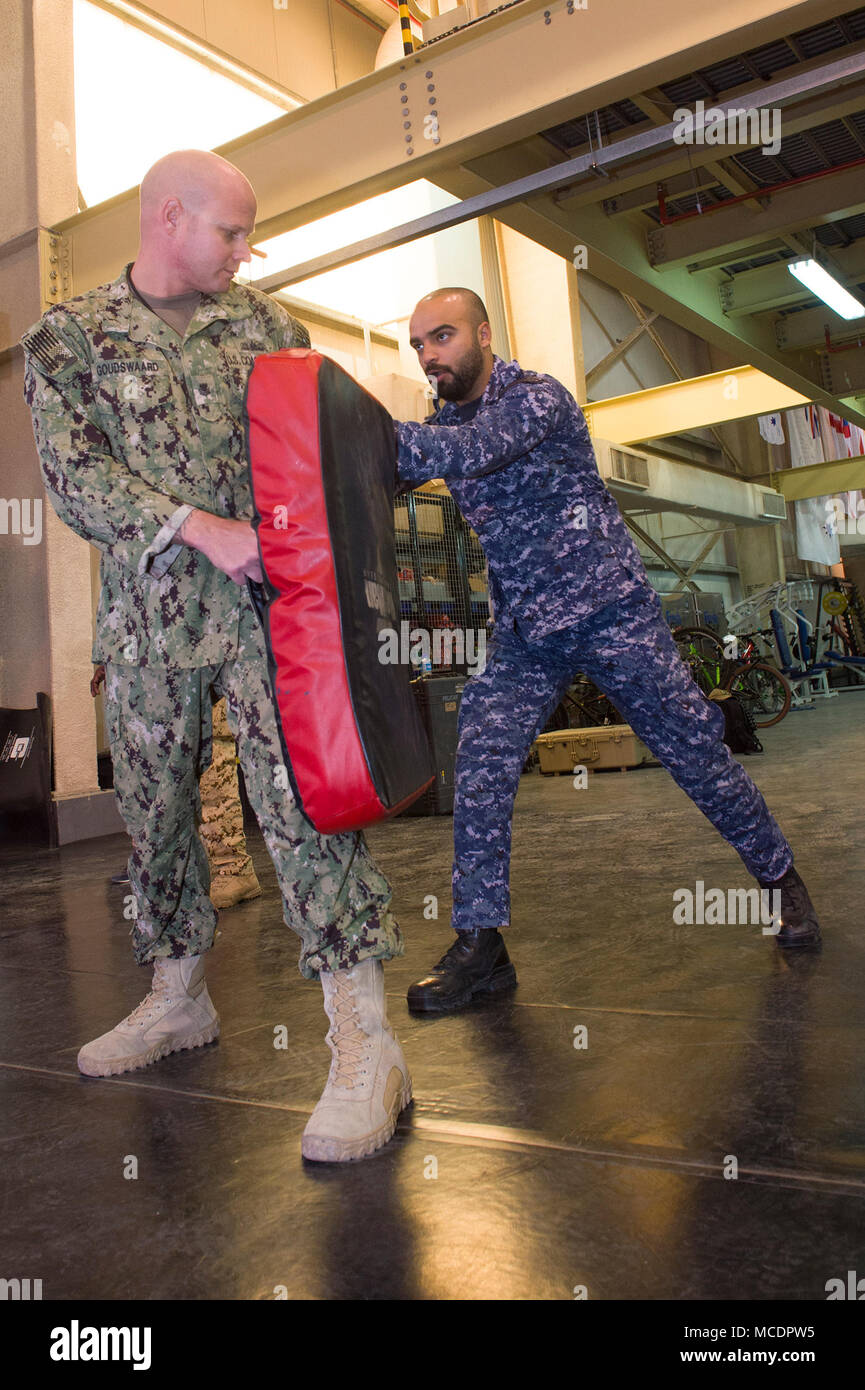 180220-N-HT014-0130 MANAMA, Bahrain (Feb 20, 2018) U.S. Coast Guardsman ...