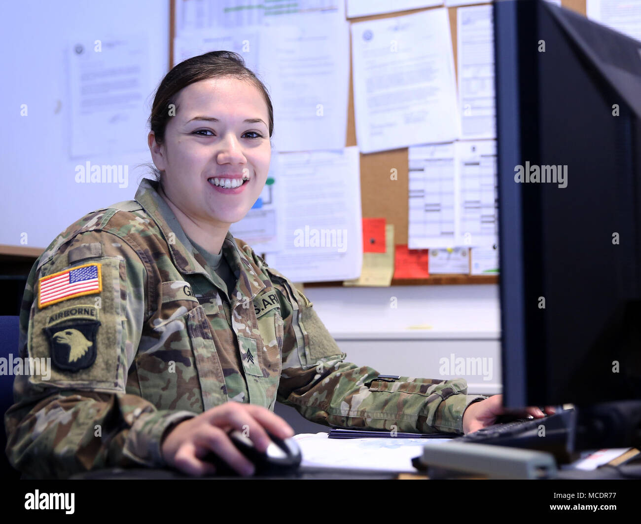 U.S. Army Sgt. Isabel Giron, a human resources specialist assigned to ...
