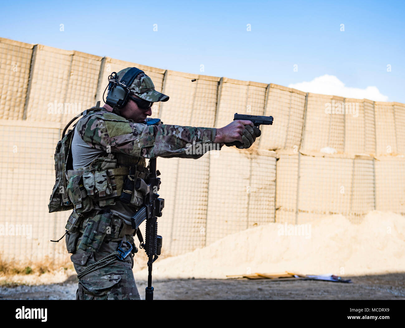 A U.S. Air Force combat rescue officer, assigned to the 83rd ...