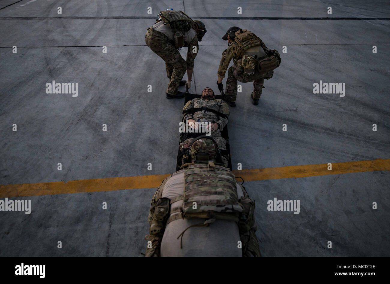 U.S. Air Force Pararescuemen, assigned to the 83rd Expeditionary Rescue ...