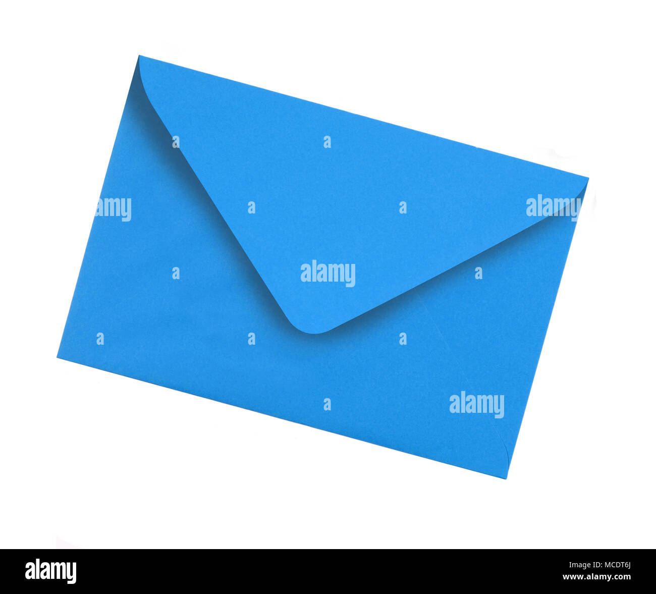 Plain blue paper envelope against a white background Stock Photo - Alamy