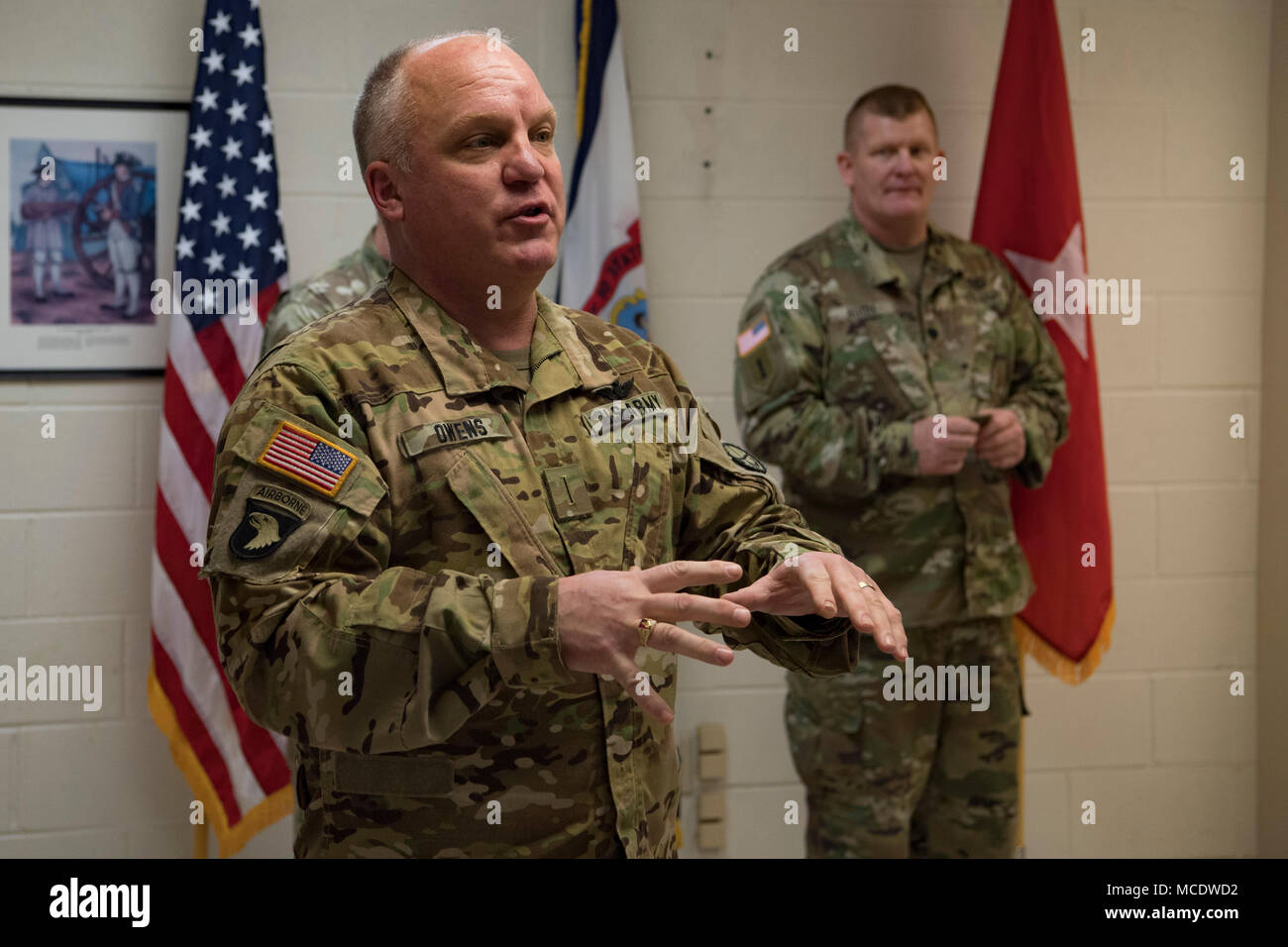 U.S. Army National Guard Chief Warrant Officer 5 Steven Owens, the State Command Chief for the ...