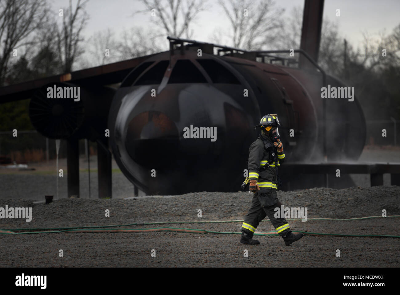 Senior Airman Michael Unruh, 19th Civil Engineer Squadron firefighter ...
