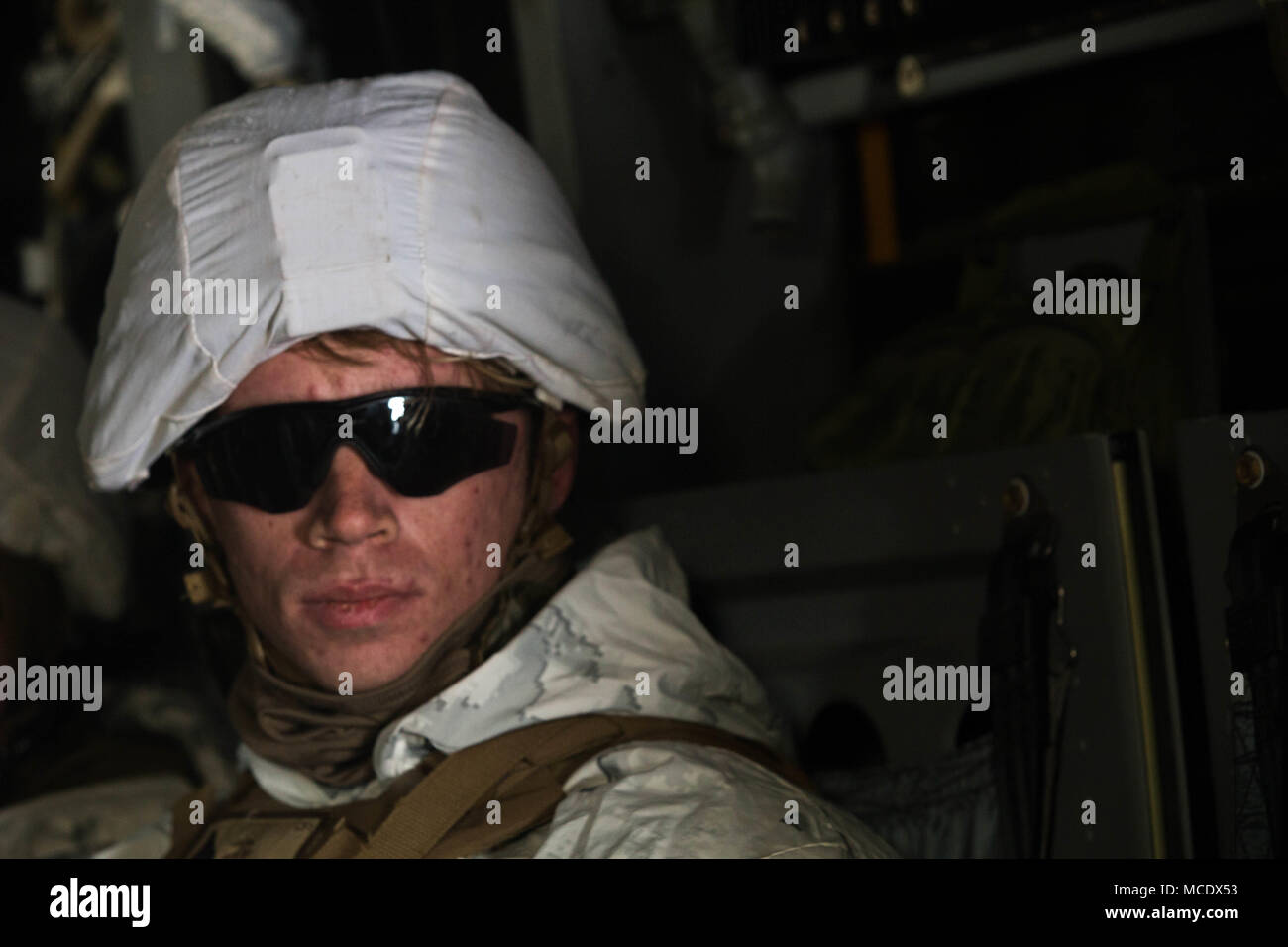 U.S. Marine Cpl. Jesse Lee prepares to fast rope on Camp Sendai, Sendai ...